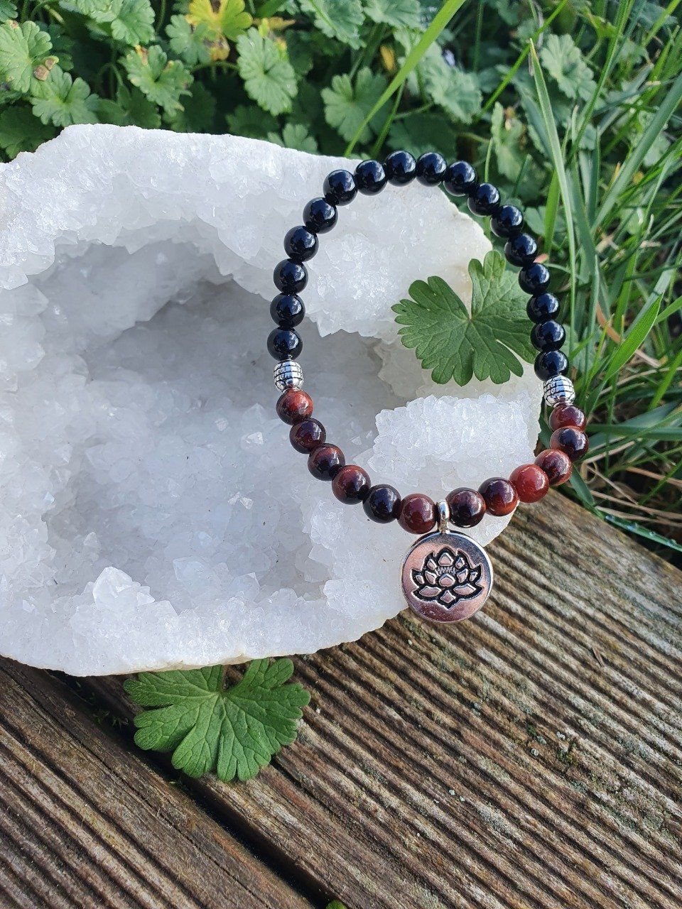 Oeil de tigre rouge et Onyx 6mm - Amestralgraal